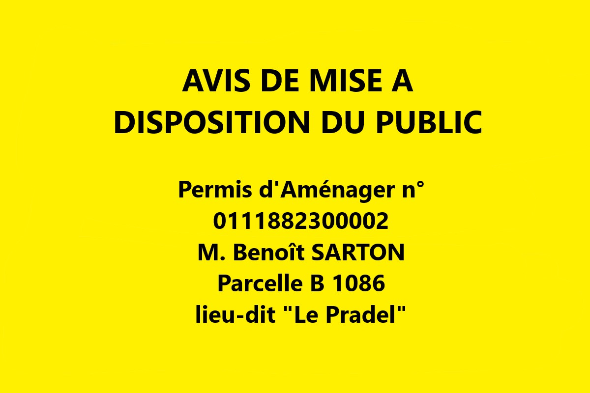 URBANISME - AVIS DE MISE A DISPOSITION DU PUBLIC - Mairie de La Palme URBANISME - AVIS DE MISE A DISPOSITION DU PUBLIC - Mairie de La Palme